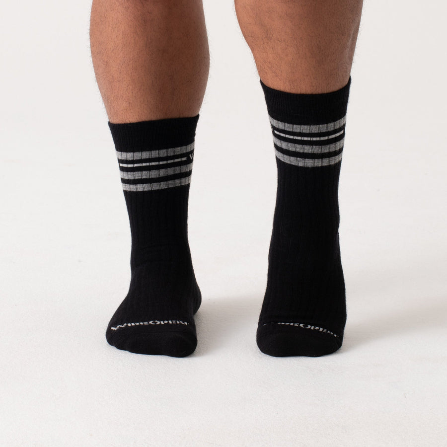 Men's Vintage Striped Cushioned Crew Socks 3-Pack – Wide Open